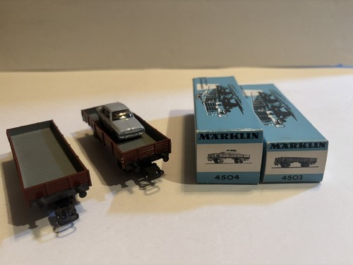 Lot of 2 Marklin HO 4503/4504 Low Sided Gondola 1 w/Passenger Car w/Boxes | eBay
