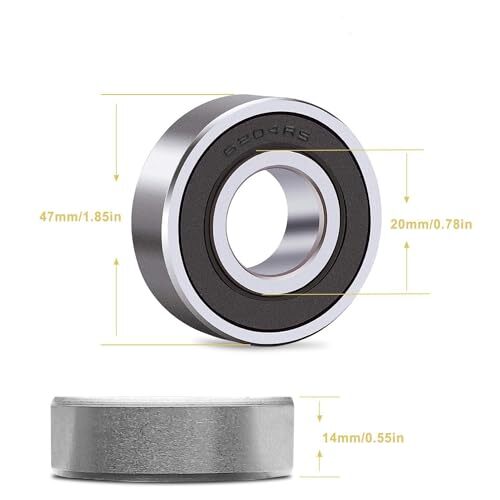 10 PCS 6204RS Bearings 20mm x47mm x14mm 6204-2RS C3 High Speed Double ...