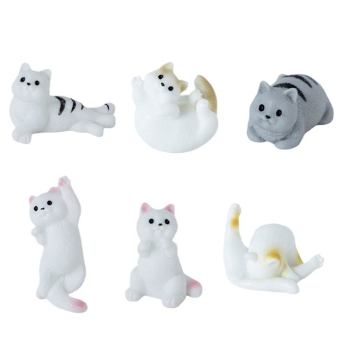 6PCS Tiny Cat Figurines Miniature Cats Figurines Cute Resin Animal ...