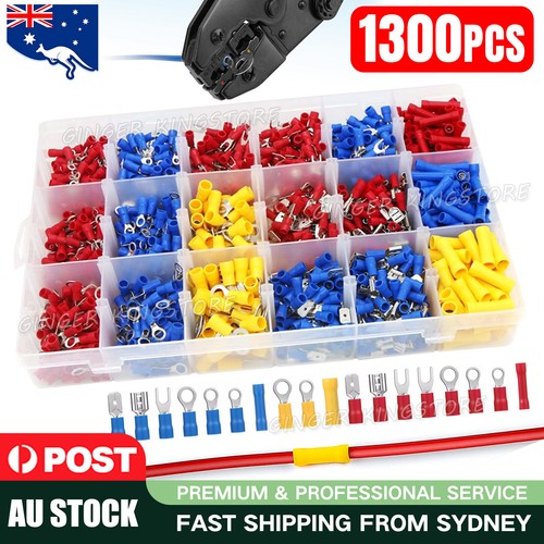 1300X Car Assorted Insulated Crimp Terminals Spade Kit Electrical Wire ...