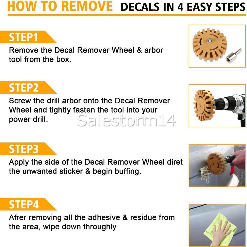 2* Decal Rubber Eraser Caramel Wheel Pinstripe Sticker Remover w/ Drill ...