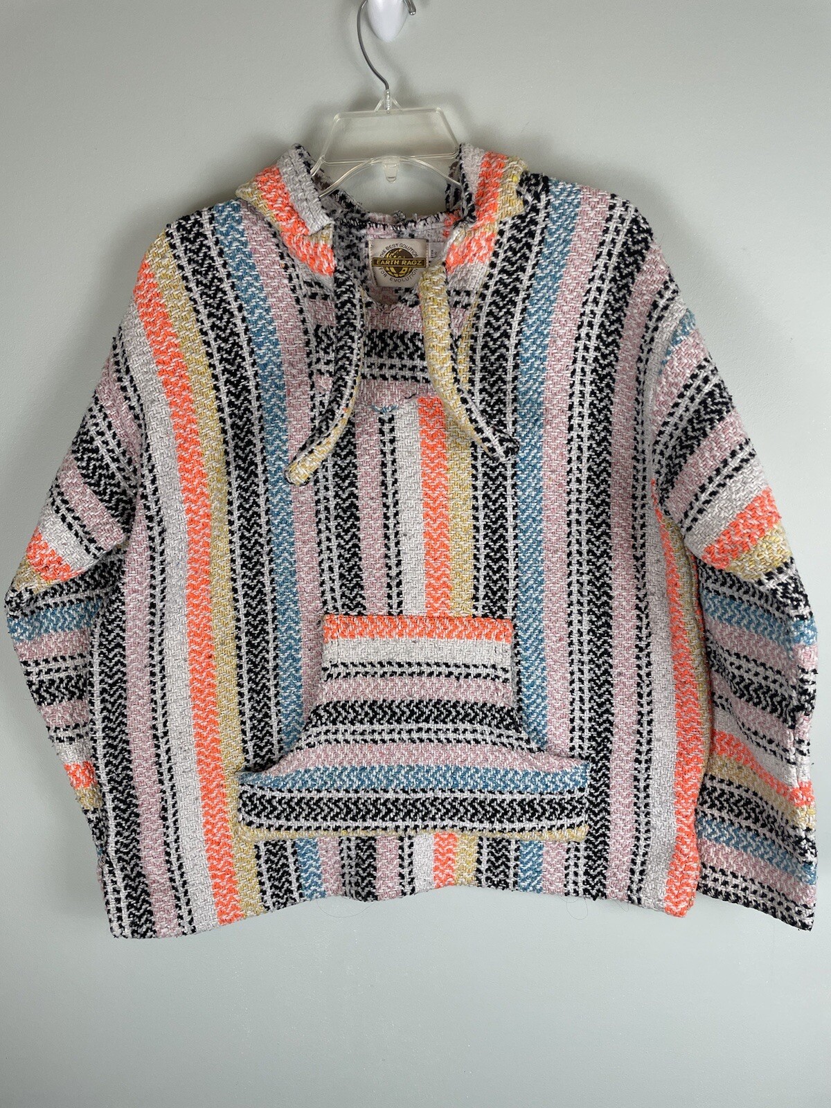 Earth Ragz Hippie Rug Multicolor Grunge Hoodie Kangaroo Pocket Baja ...