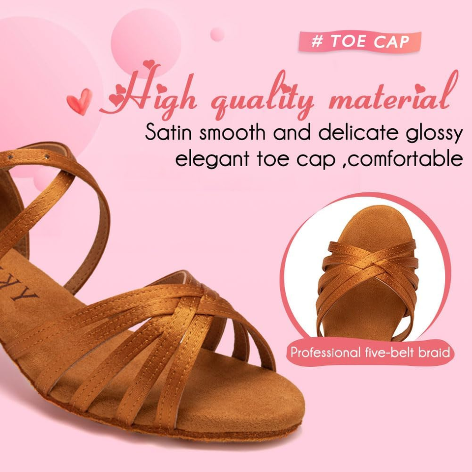 Scarpe Da Ballo Latino Americano Donna Con Punta Aperta Scarpe Danza ...