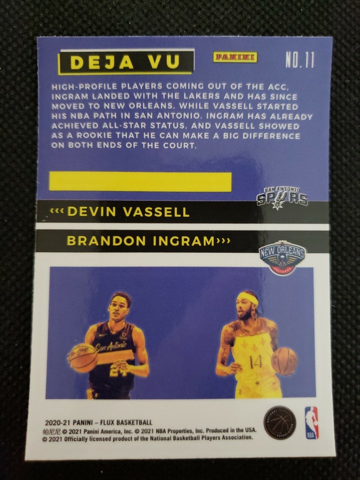 2020-21 Panini Flux Deja Vu Devin Vassell Brandon Ingram #11 Spurs ...
