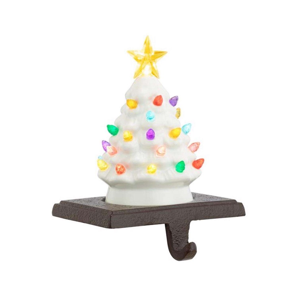 Mr. Christmas LED Light Up Nostalgic Ceramic Tree Stocking Holder 4 ...