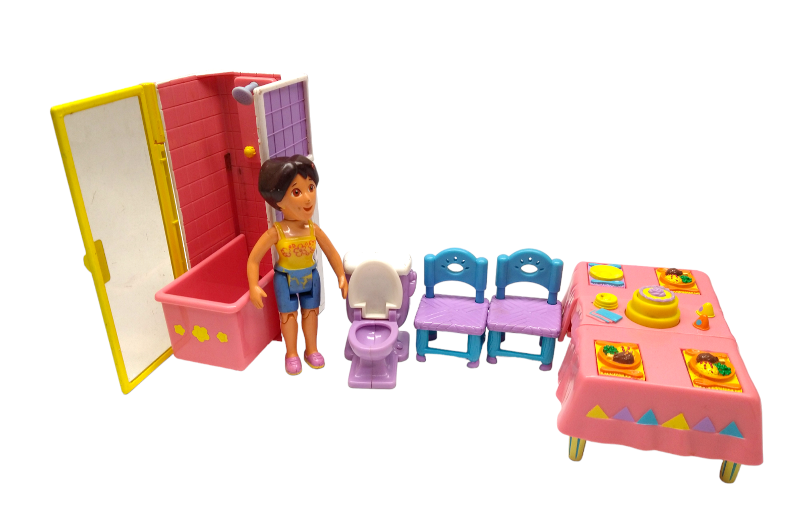 Dora the Explorer Dollhouse Furniture Shower Table Chairs Mom Toilet ...