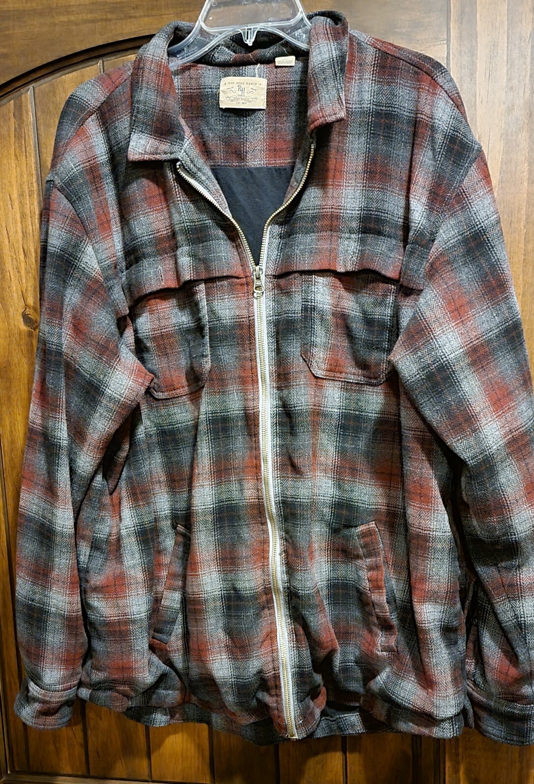 Red Head Ranch Western Wear Mens 2XL Xxl Red Plaid Shirt Jacket Zip | eBay
