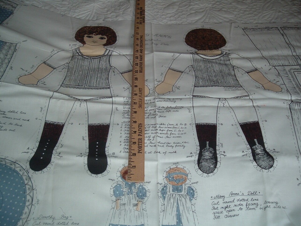 Vtg 80s Victorian Rag Doll & Dolly Cut Sew Stuff Fabric Panel 19" Tall ...