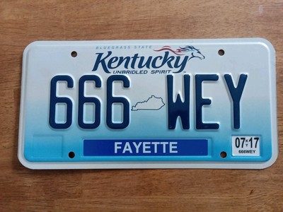 Kentucky License Plate — Unbridled Spirit 666 WEY 1987 | eBay