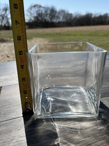 Heavy Thick Square Clear Glass for Candle/Flower Vase 5" TALL X 5" WIDE ...