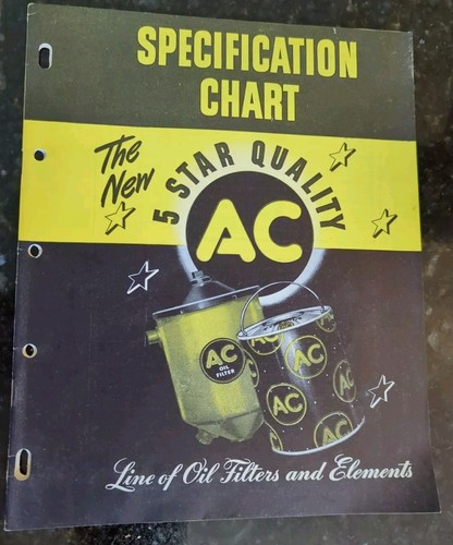 NOS!! 40page GM AC OIL FILTERS & ELEMENTS Specification Chart Catalog ...