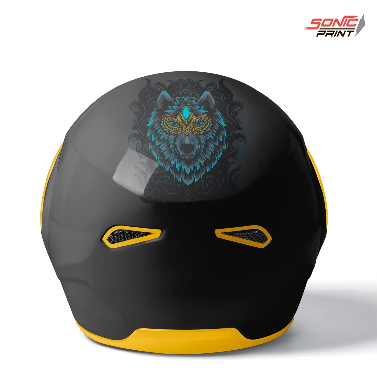 PATTERNED WOLF BIKER STICKER DECAL HELMET WINDOW CAR LAPTOP WALL HELMET ...