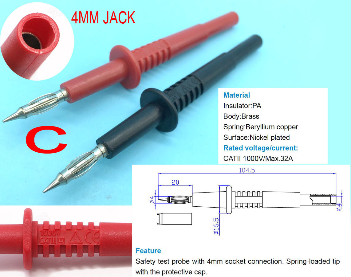 multimeter test probe Needle pen Cable without broken puncture 4mm ...