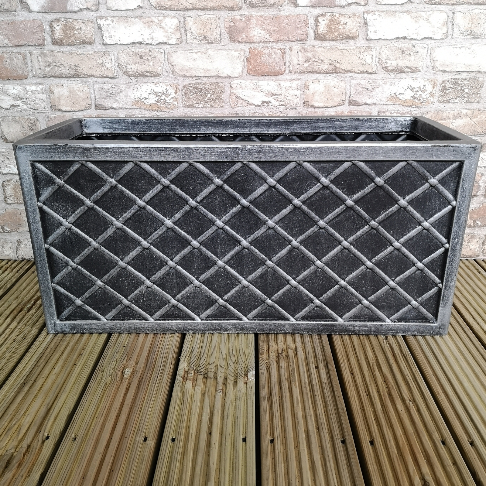 Lazio Trough Grey Pewter Garden Planter 70cm W x 30cm D x 33cm H | eBay