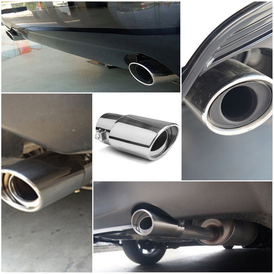 Car Rear Exhaust Pipe Tail Muffler Tip Round Chrome Stainless Steel ...