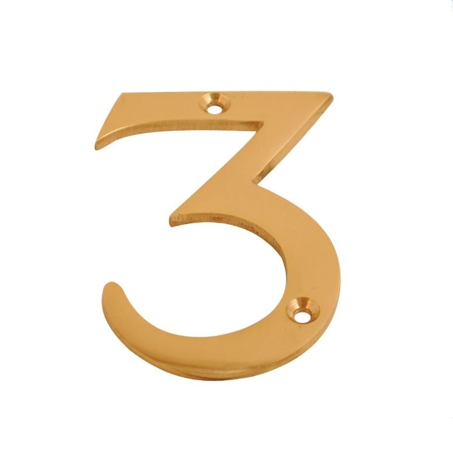 Brass Door Numbers & Letters 3" ( 75 mm ) Polished Solid | House Flat ...
