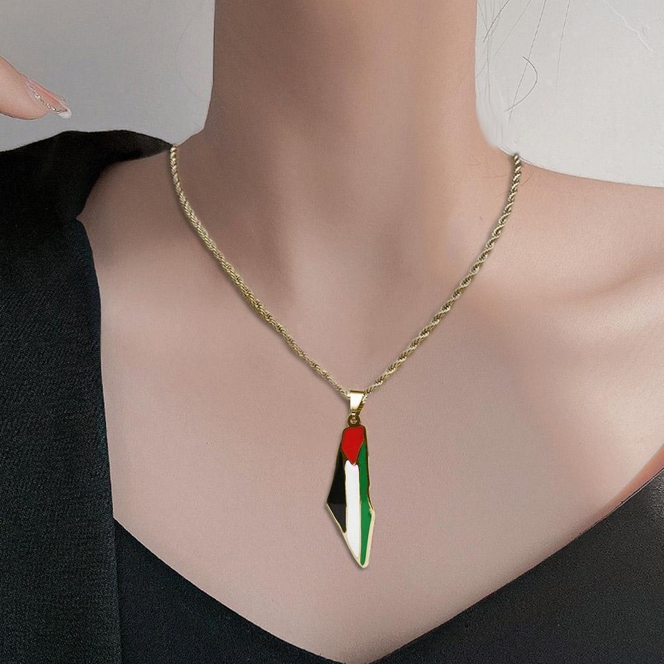 1pcs Palestine Flag Map Necklace Pendants Palestinian Necklace Color ...