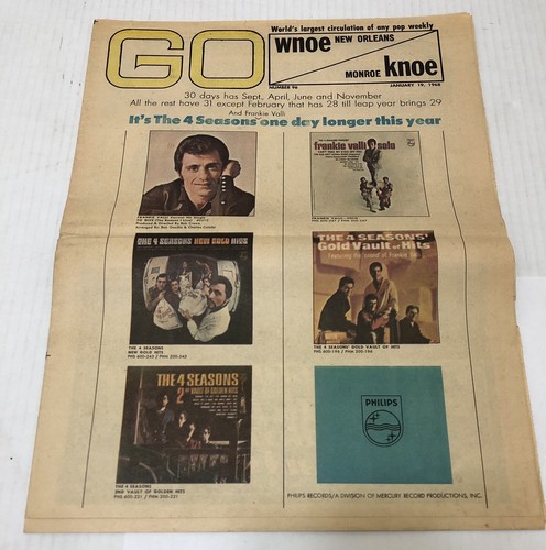 1968 GO Radio Magazine - 4 SEASONS Cover + YOUNGBLOODS Bee Gees THE ...