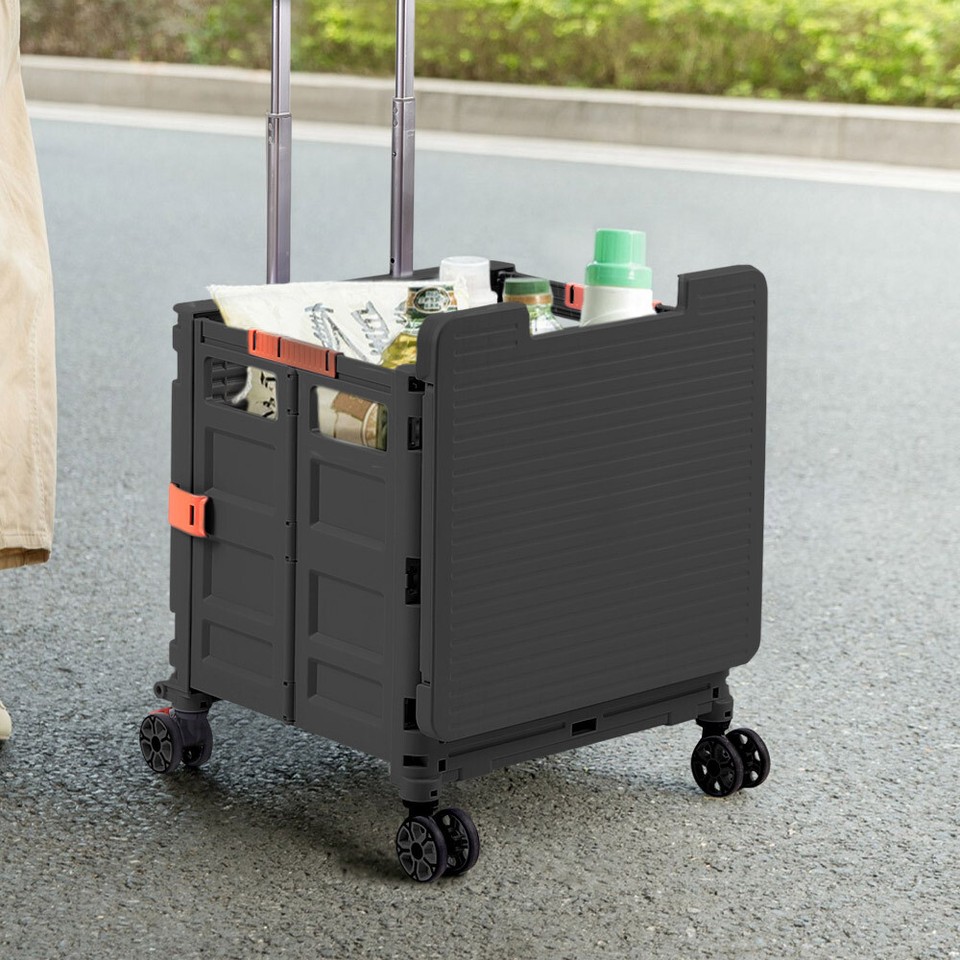 Foldable Trolley Crate Boot Cart Mobile Shopping Camping Picnic Storage ...