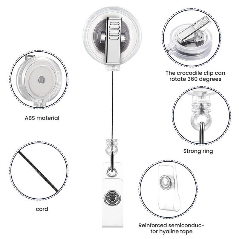 Badge Reel Clips Translucent Clear with Swivel Alligator Clip Badge ...