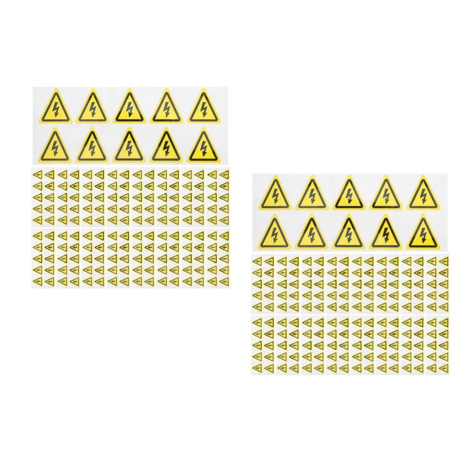 200pcs High Voltage Sign - Electrical Warning Stickers Yellow Triangle ...