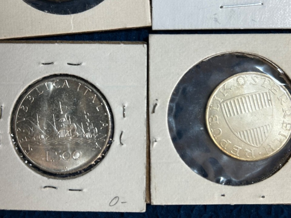 Lot of 12 Mixed World Silver Coins France Spain Italy Panama Latvia ...