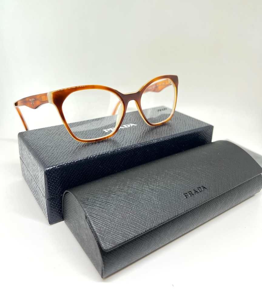 PRADA VPR 09U TH7-101 Women Eyeglasses 54-18-140 Brown 100% Authentic ...