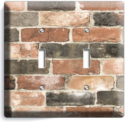RUSTIC RECLAIMED EXPOSED BRICK WALL 2 GANG LIGHT SWITCH PLATE ROOM HOME ...