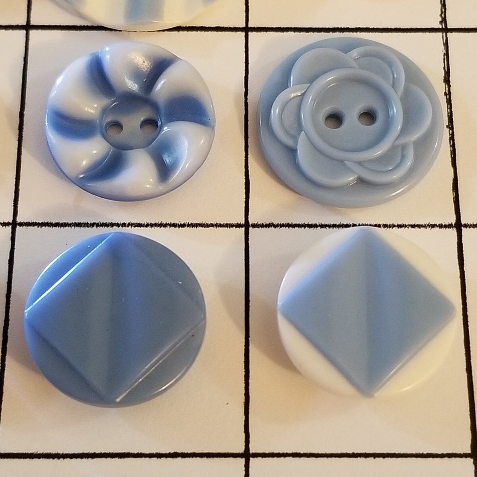 Collectible Vintage Plastic Buttons ~ COLT, 2-Tone, House Dress, Blue ...