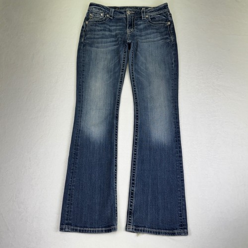 Miss Me Relaxed Bootcut Jeans Embellished Pockets Dark Wash Denim Size ...