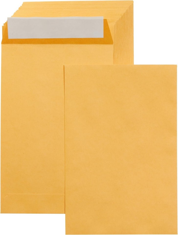 100-Pack Self-Adhesive Brown Kraft Mailing Envelopes, 6x9 Inch - Peel ...