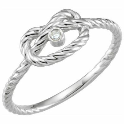 Diamond Rope Knot Ring In 14K White Gold (.025 ct. tw.) | eBay