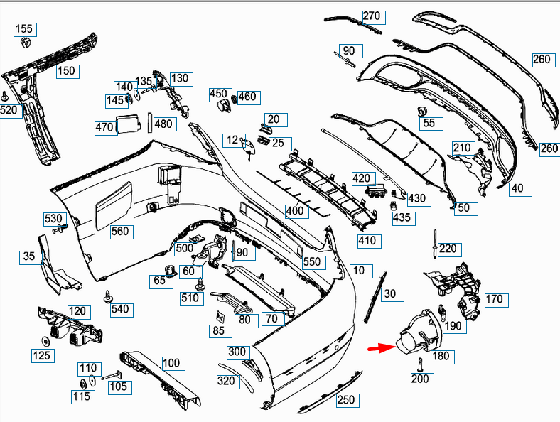MERCEDES-BENZ C-KLASSE W205 Rechte AMG Auspuffabdeckung A2054900527 Neu ...