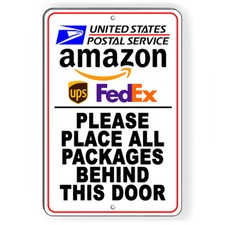 Please Place All Packages In This Bin Sign METAL delivery instructions ...