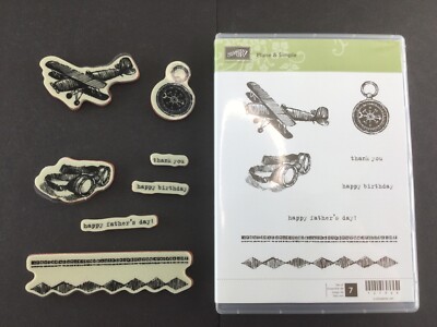 Stampin Up PLANE & SIMPLE Stamp Set Airplane Compass Happy Birthday ...
