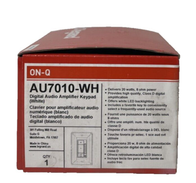 Legrand On-Q AU7010-WH Digital Audio Amplified Keypad, White ...