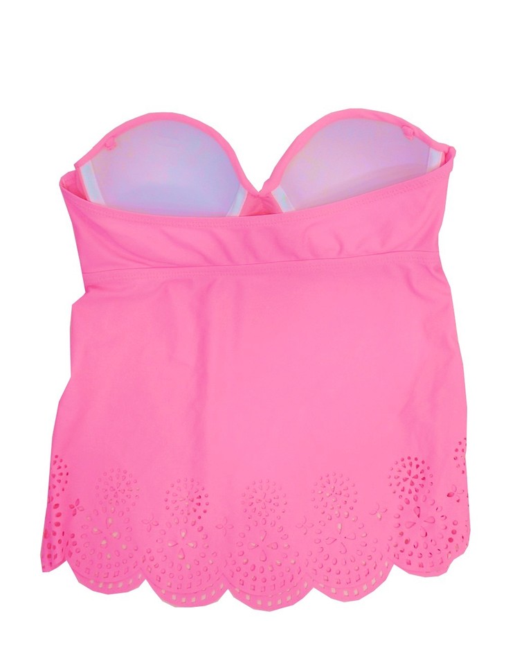 Breaking Waves Pink Laser Cut Tankini Swim Top Swimwear Juniors' XS,S ...