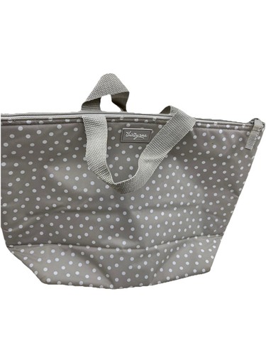 Thirty-One Medium Insulated Cooler Bag Gray w/White Polka Dots-Clean-GC ...