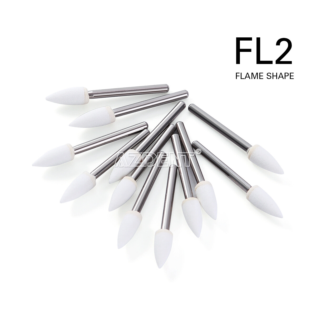Dental White Polishing Stone FG Burs Flame Cone Shape Burs Drills ...