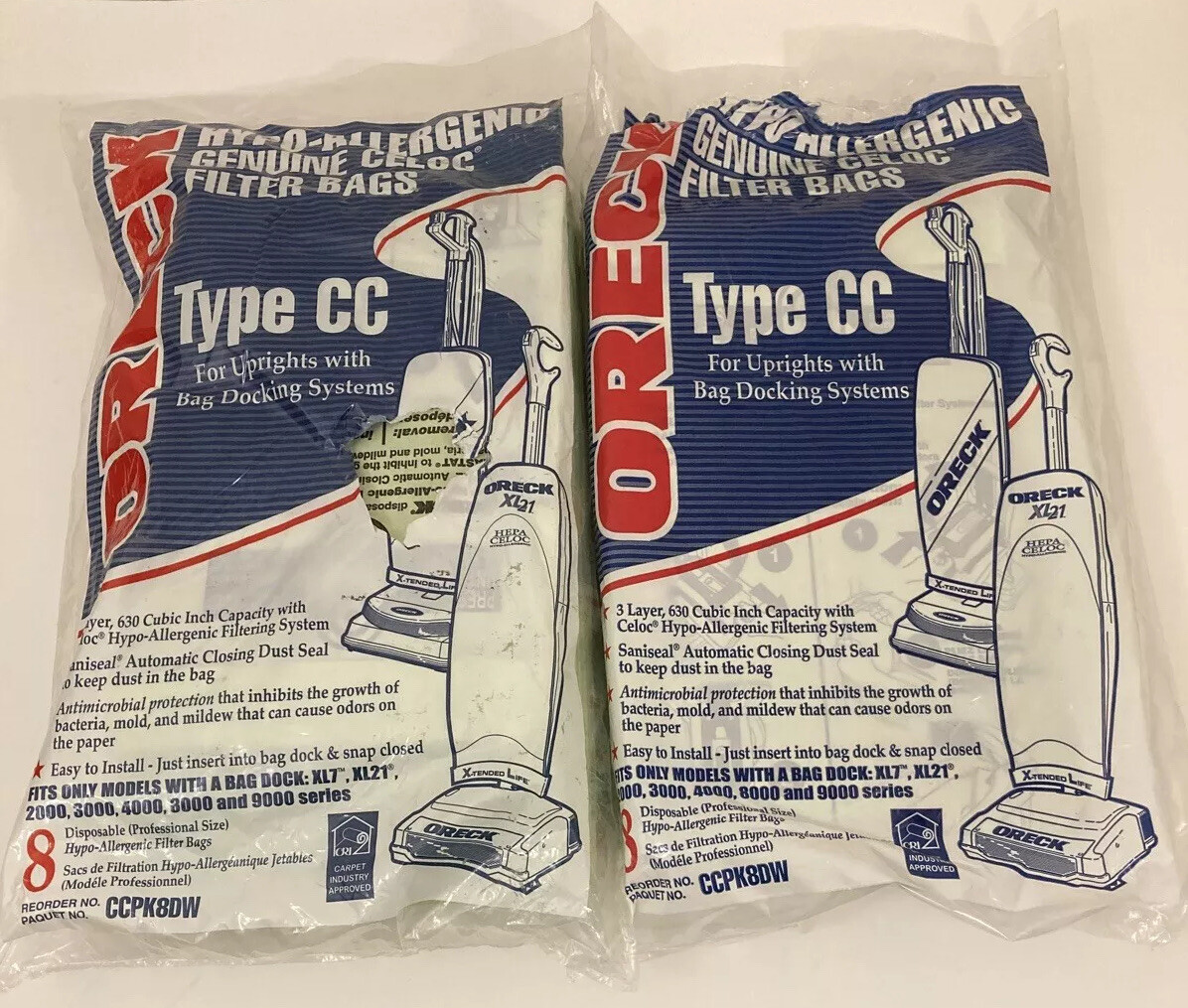 2 Pack of 14 Total Oreck XL Type CC Vacuum Cleaner Bags CCPK8DW ...