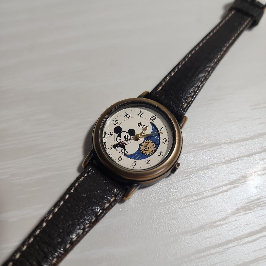 Seiko Alba Mickey Mouse Moon Phase Watch Leather Band… - Gem
