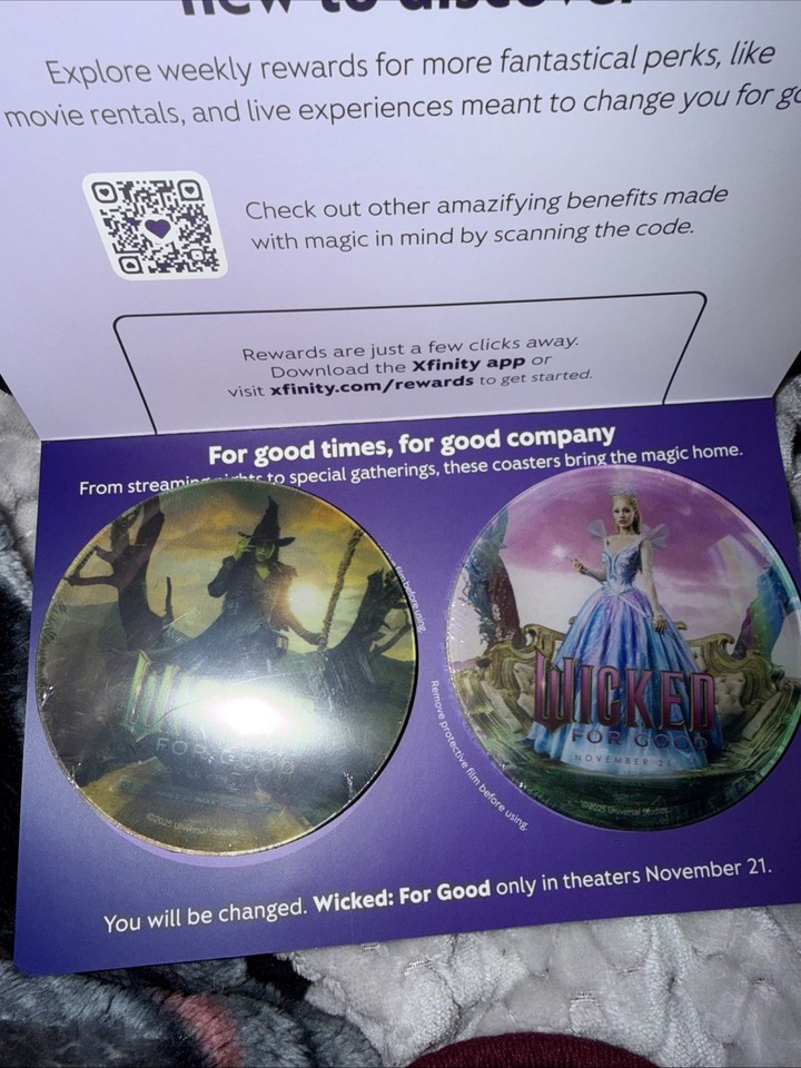 Wicked For Good Movie Coasters Glinda Elphaba OZ Cork Xfinity Promo ...