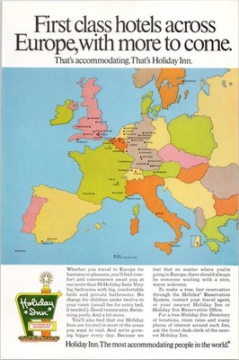 Holiday Inn 1974 Vintage Print Ad Europe Hotels Map Travel Advertising ...
