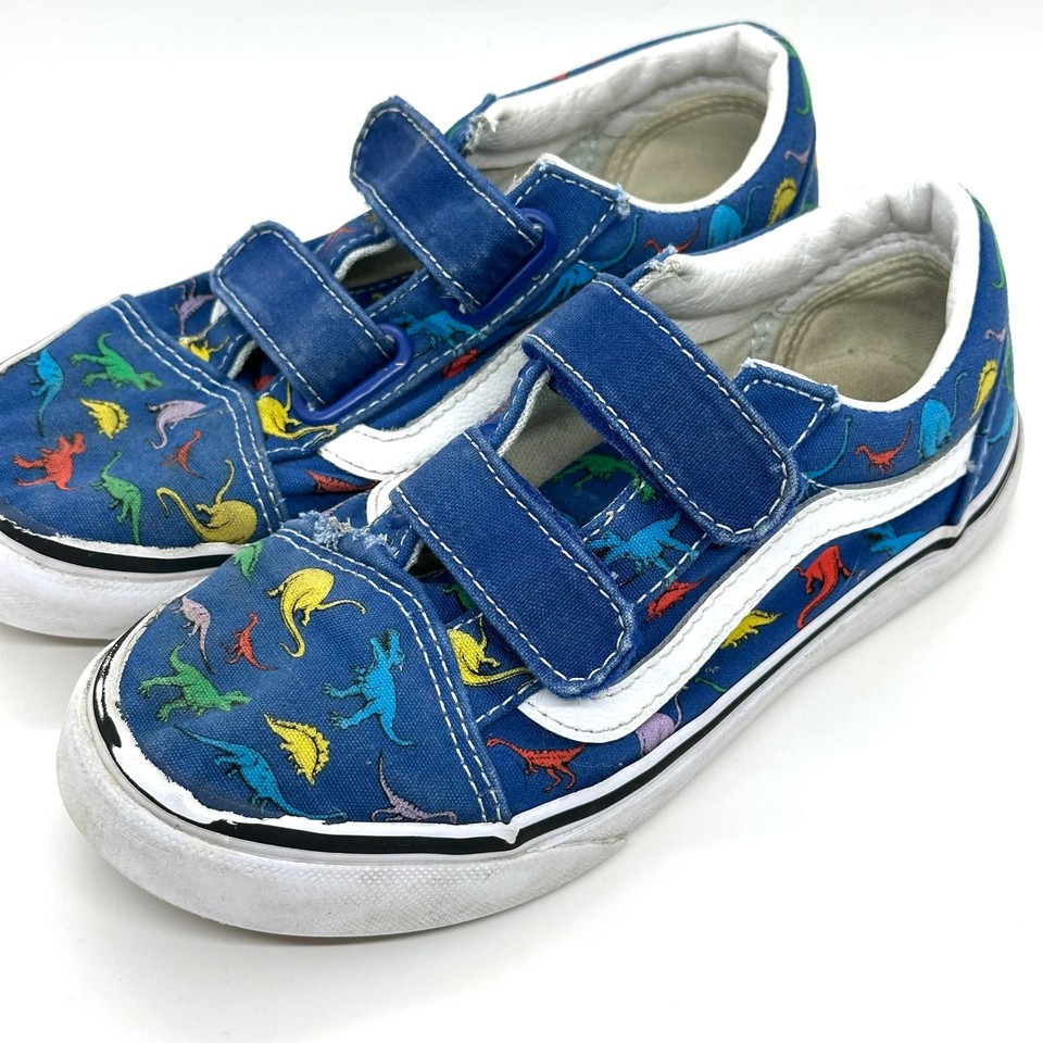 Vans Old Skool V Dino Kids’ Sneakers Blue Dinosaur Print Pattern Size 1 ...