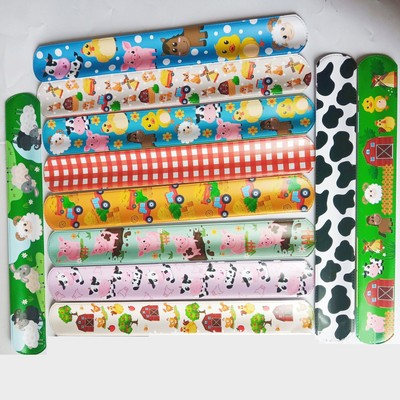 12x Farm Animals Snap Bracelets Kids Party Bag Favour Stocking Filler ...