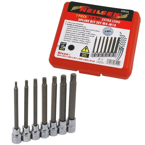 LONG SPLINE BIT SOCKET SET by NEILSEN TOOLS Triple Square 12 Point M4 ...
