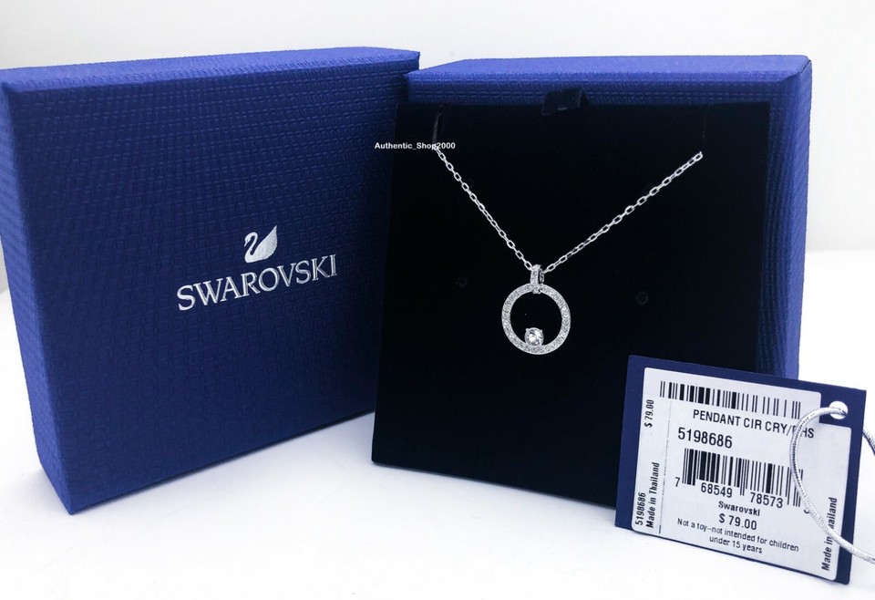 NEW SWAROVSKI Rhodium Rose Gold Crystal Pave Creativity Circle Pendant ...