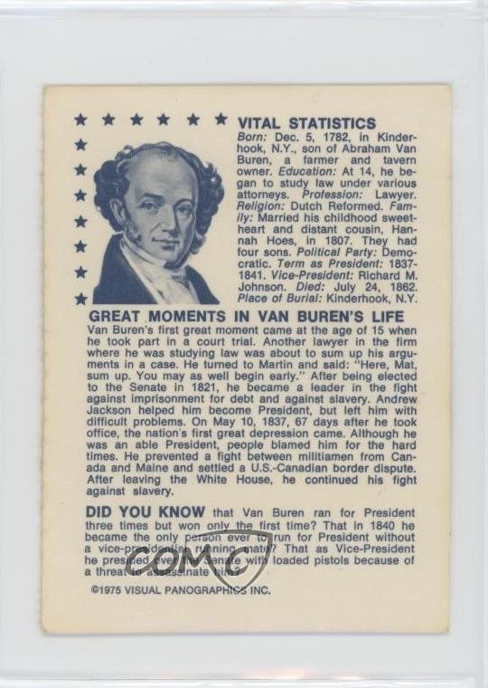 1974 Panographics American Presidents Martin Van Buren #8 0w6 | eBay