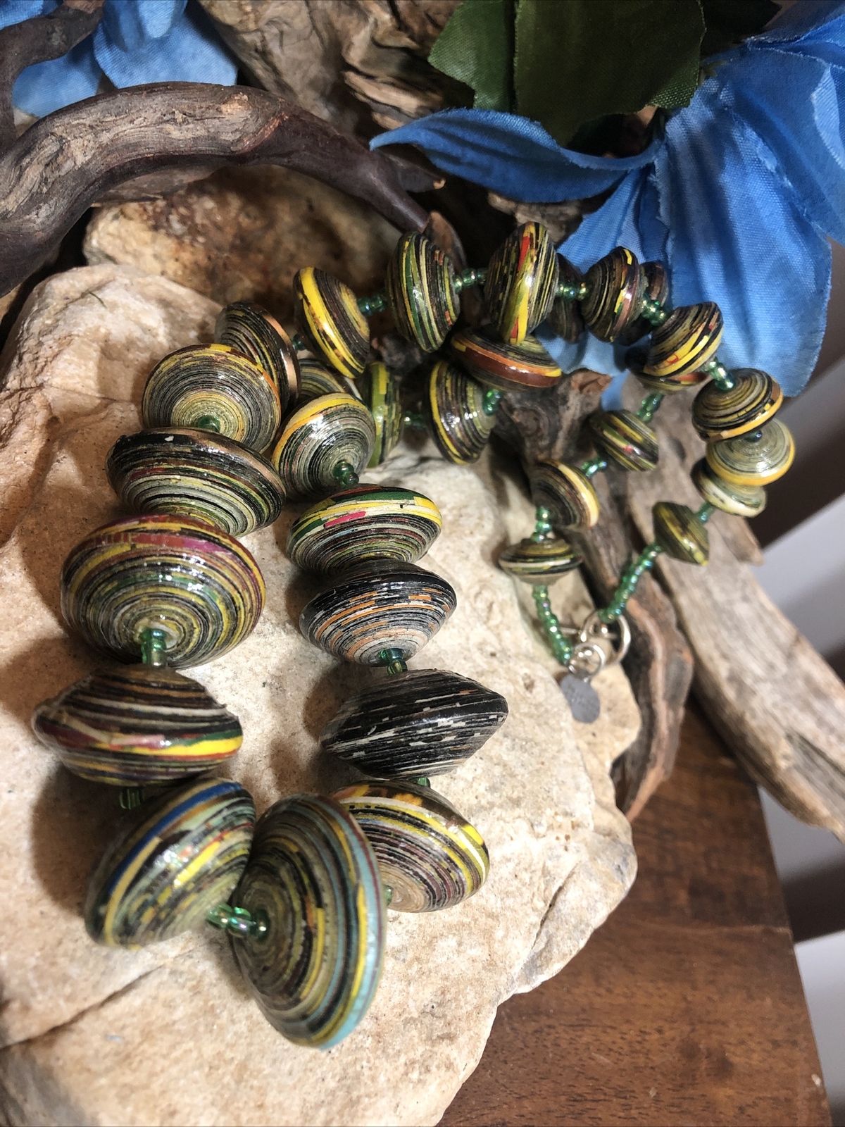 Artisan Bead For Life Recycled Paper Disk Shaped Bead Necklace Made In ...