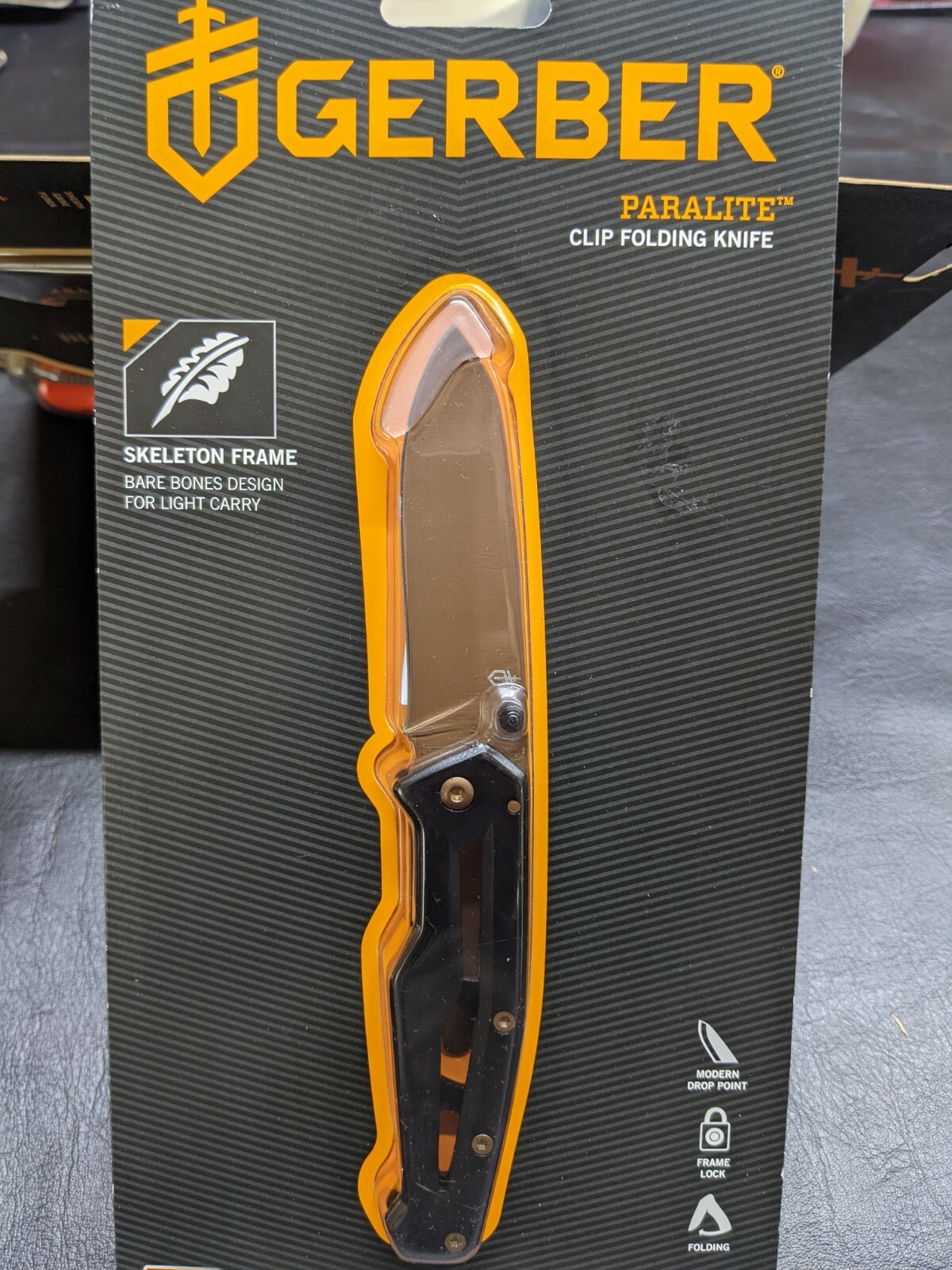 NEW - GERBER PARALITE CLIP FOLDING KNIFE BLACK SS HANDLE, COPPER SS ...